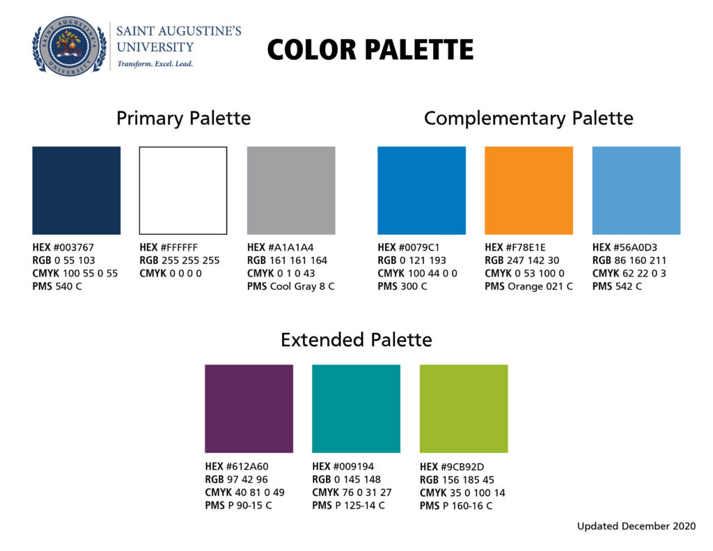 Proposed-SAU-Color-Palette - Saint Augustine's University
